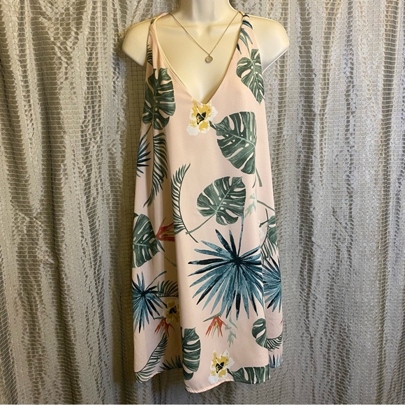 Adrienne | Dresses | Adrienne Sundress Womens Light Pink Green Flower ...